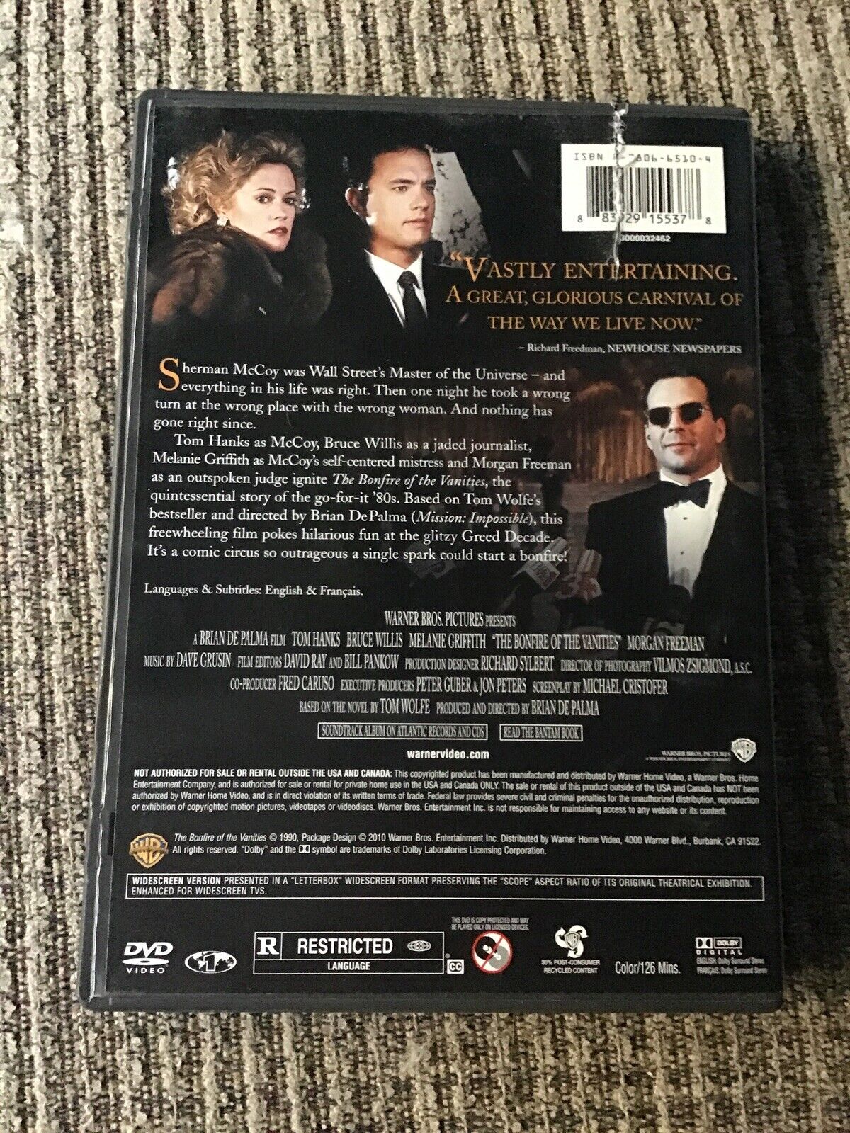 The Bonfire Of The Vanities 1990 Dvd Tom Hanks Bruce Willis Oop Region