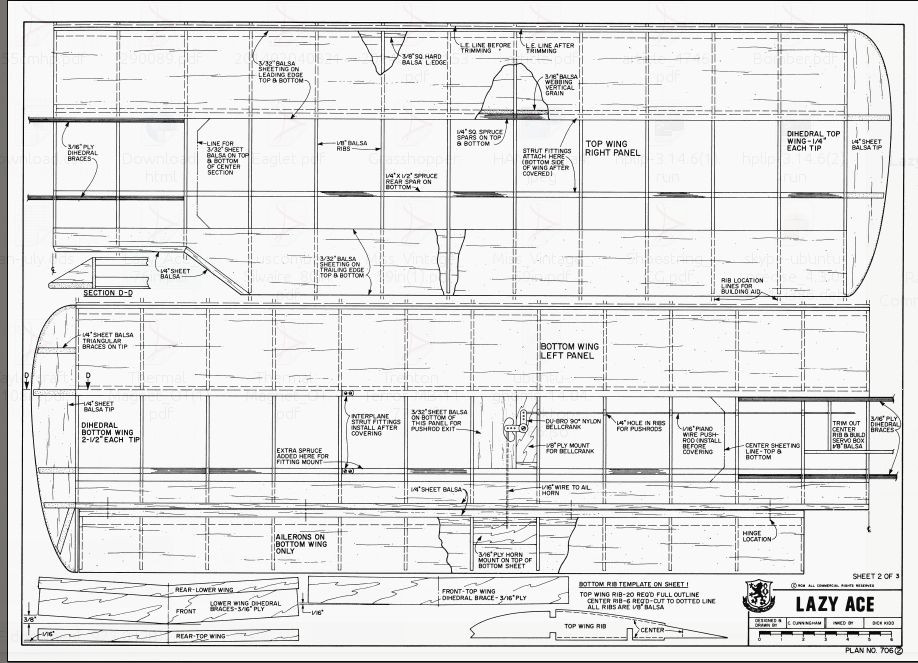 The Lazy Ace Biplane 76 inch WS RC AIrplane Printed Plans | eBay