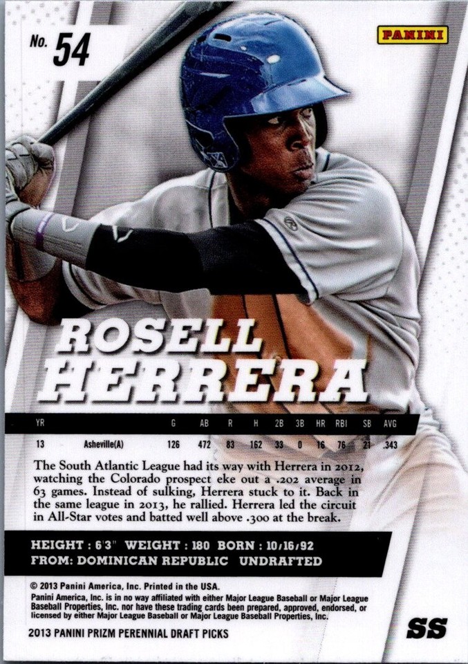 2013 Panini Prizm Perennial Draft Picks #54 Rosell Herrera Colorado ...