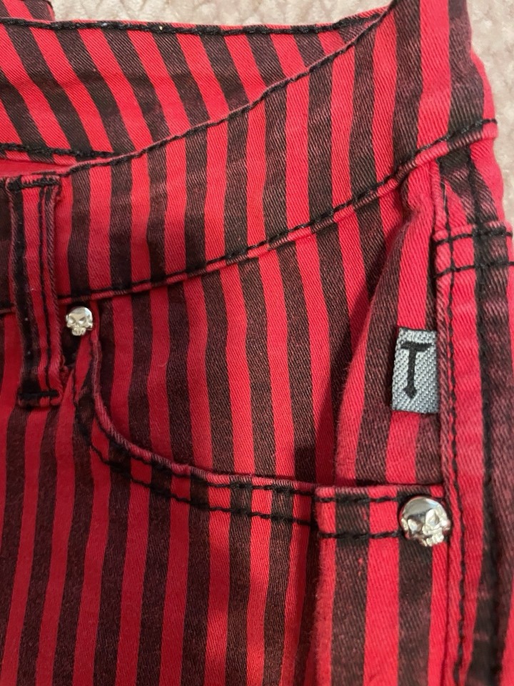 Vintage Hot Topic Y2K Punk Goth Emo Straight Cuff Leg Red black Stripe ...