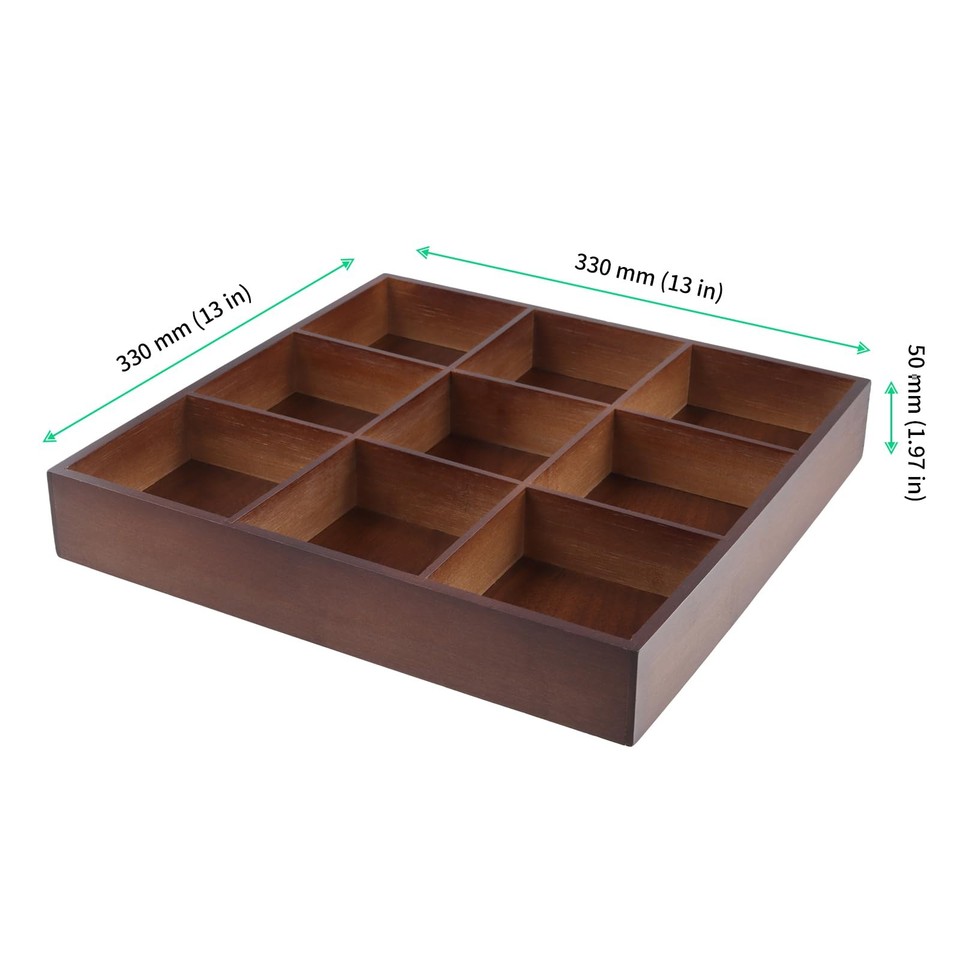 2 PCS Multi Compartment Wooden Tray, Divided Wooden Tray, Serving Tray ...