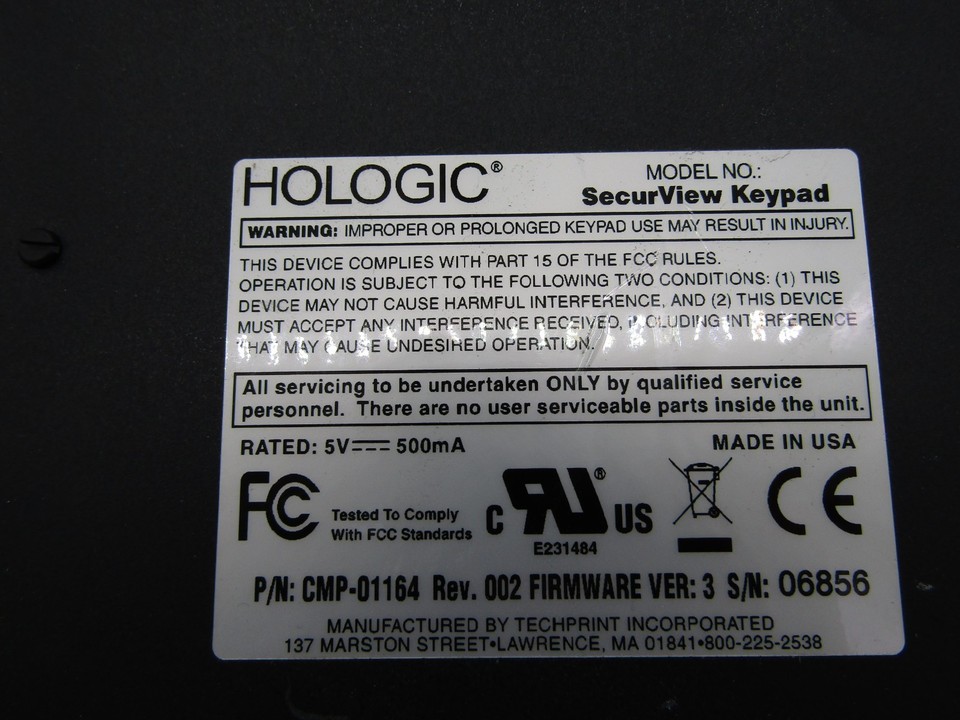 Hologic Securview Keypad USB Diagnostic WorkStation Controller CMP ...