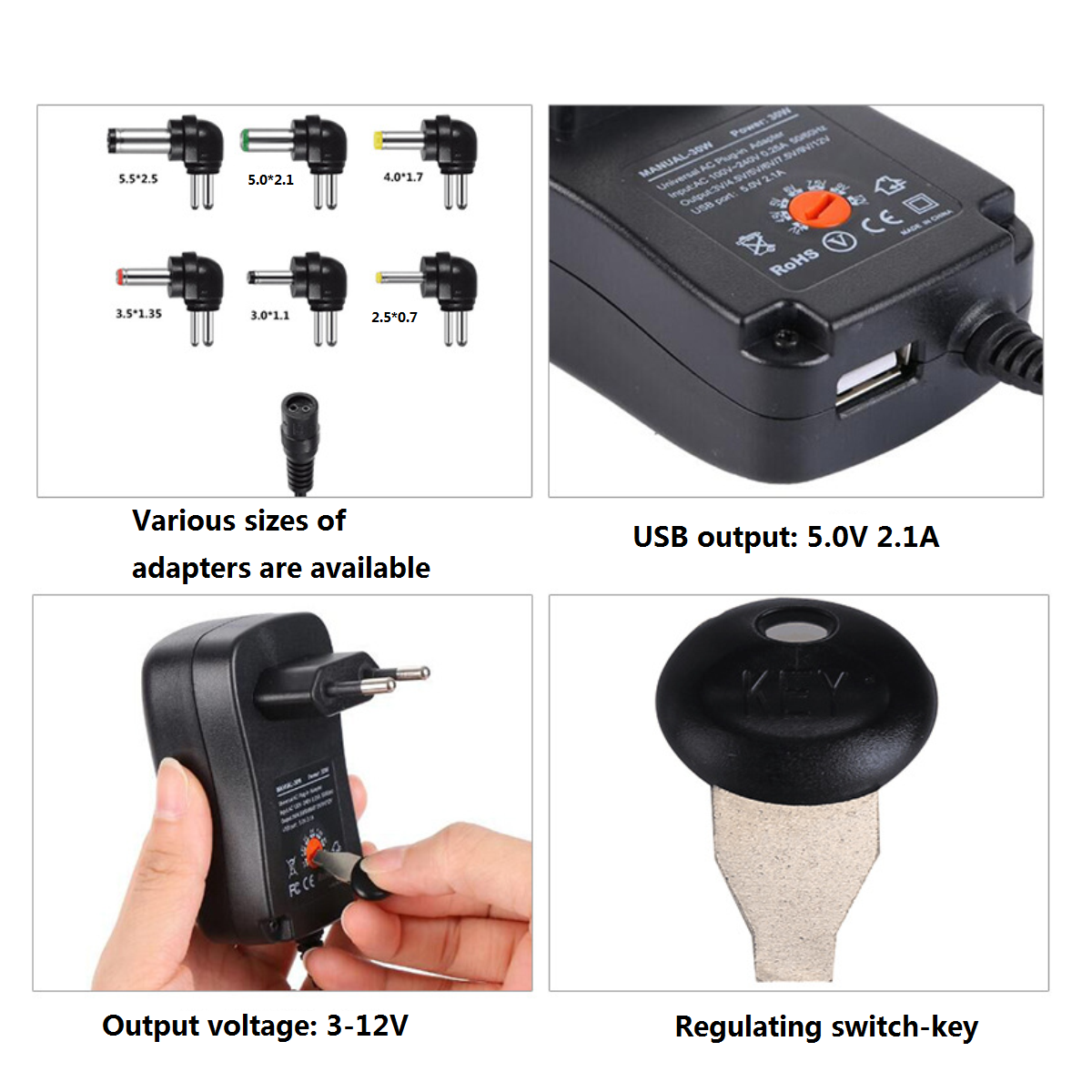 Universal 6 in 1 AC DC Power Supply Adapter Converter 3V 4.5V 5V 6V 7 ...