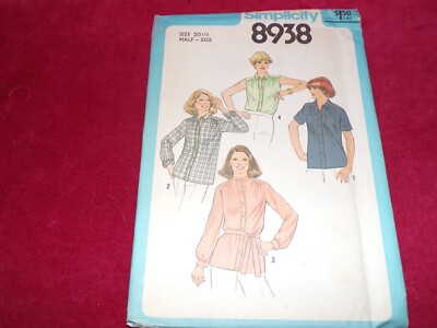 🌸 1979 SIMPLICITY #8938-LADIES SHORT-SLEEVELESS-LONG SLEEVE SHIRT ...
