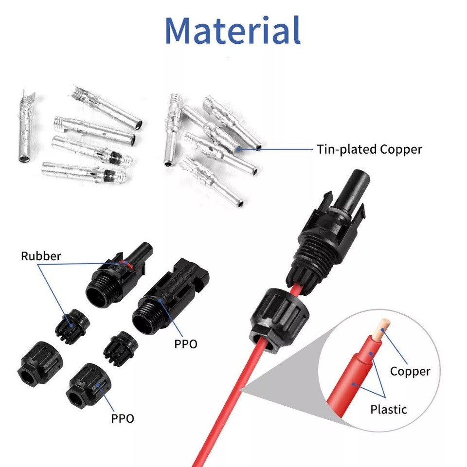 Solar Crimper Tool Kit Solar Panel Connectors Crimping Tool w/ 2 ...