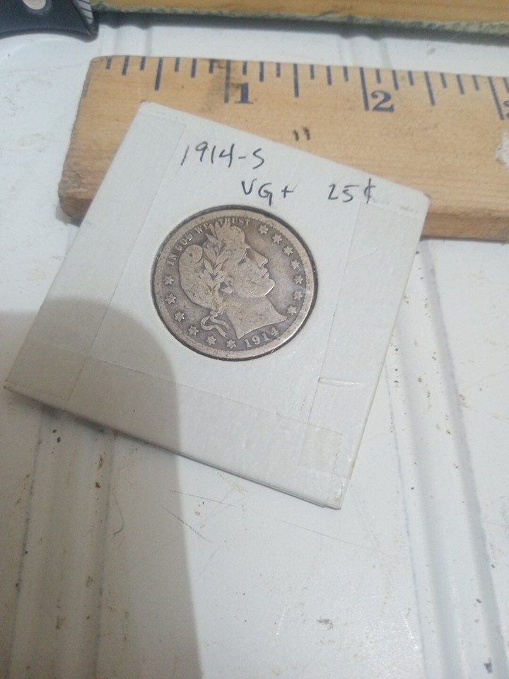 Rare 1914 S Barber Quarter Vg+ Key Date Silver Coin | eBay