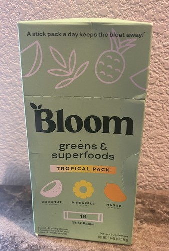 Bloom greens & superfoods Tropical Pack 18 Sticks Coconut/Pineapple ...
