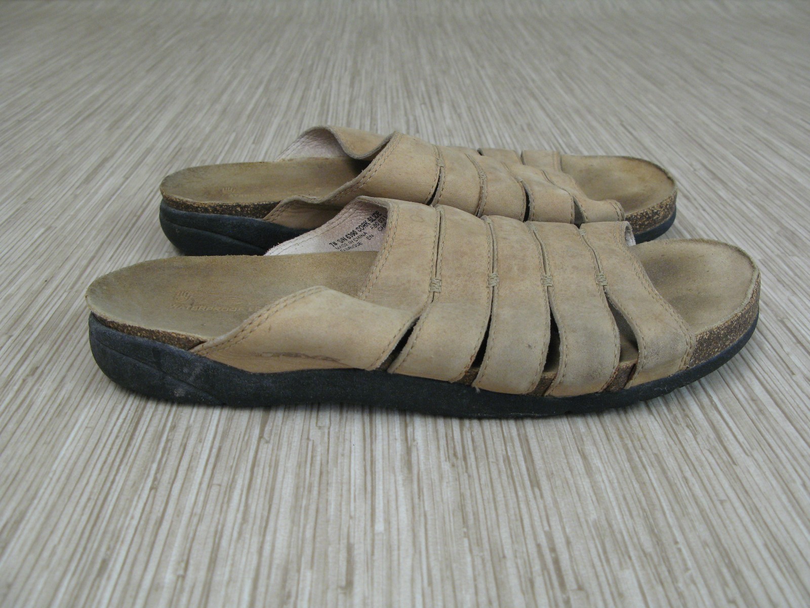 Teva Cork Slide Beige Leather Sandals Women's Size US 7 Waterproof Slip ...