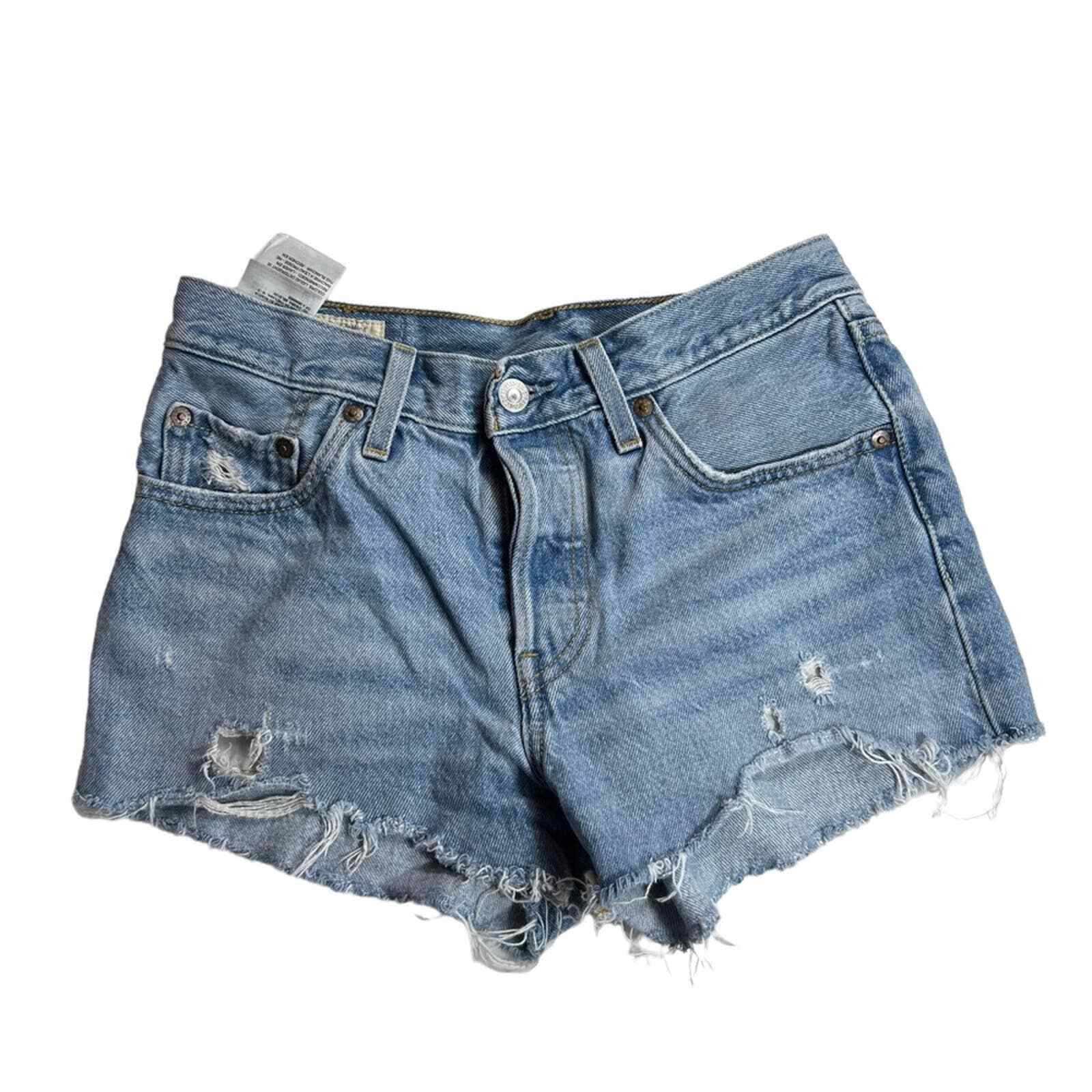 Levi’s 501 Distressed Cut Off Frayed Hem Denim Shorts… - Gem