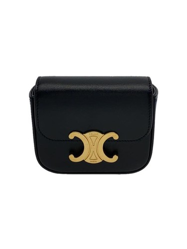 CELINE Mini Claude Shiny Calfskin Shoulder Bag Black 10I513DPV | eBay