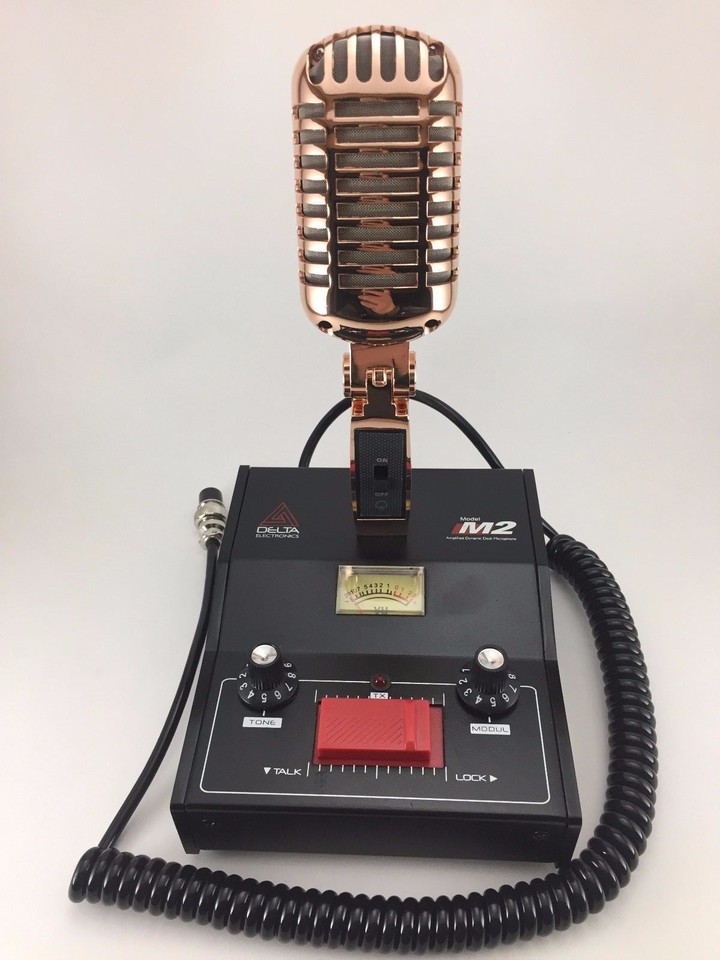 GOLD 6 PIN Ranger DELTA M2 AMPLIFIED DYNAMIC POWER BASE MICROPHONE CB ...