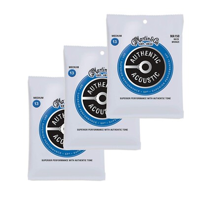 Martin MA150 Authentic Acoustic SP 80/20 Bronze Medium Guitar Strings ...
