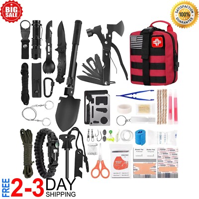 142Pcs Emergency Survival Kit First Aid Kit Professional Survival Gear ...