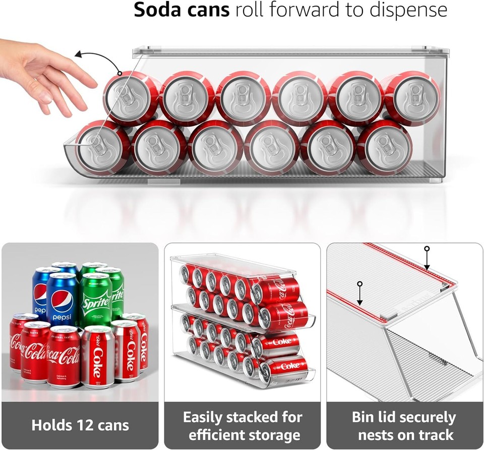 Sorbus Soda Can Organizer for Refrigerator Stackable Can Holder ...