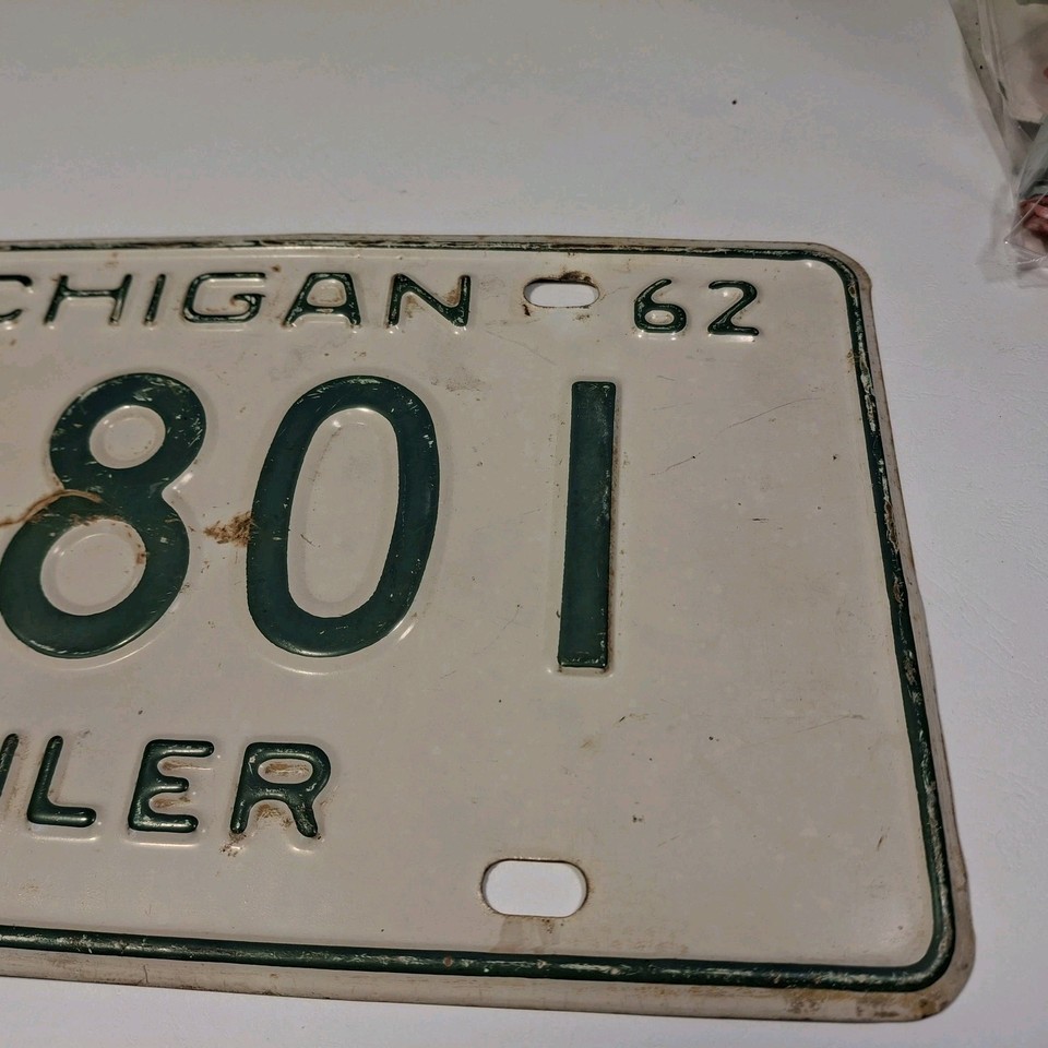 Vintage Stamped Metal 1962 Michigan USA Trailer Licence Number Plate 88 ...
