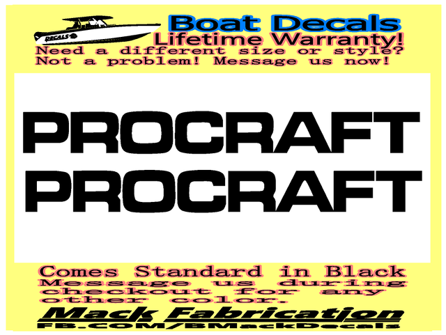Pair of (2) 3.25" x 30.75" Procraft Boat hull Decals. Marine Grade. | eBay