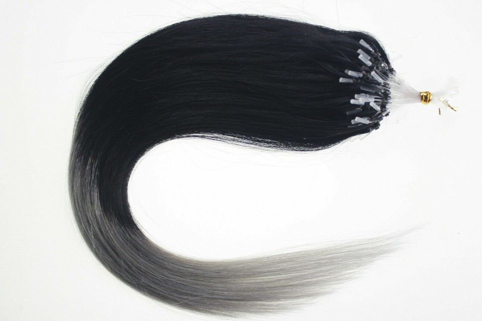 Pre-Looped Fish Line Micro Ring Beads Link Hair Extensions Real Remy ...