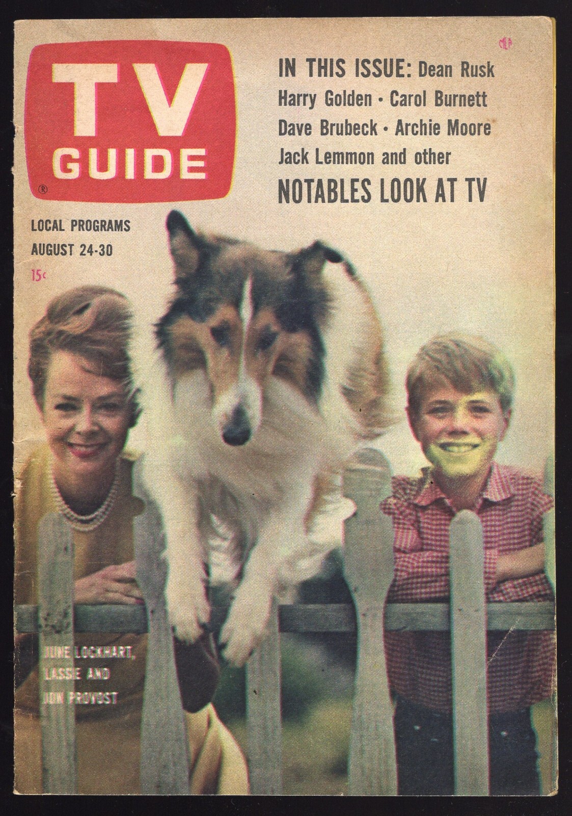 COVER'S ONLY / LASSIE JUNE LOCKHART / JON PROVOST / 1963 TV GUIDE COVER ...