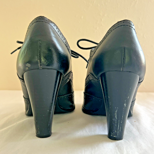 American Eagle High Heels Oxfords Wing Tip Lace Up Black Sz 8.5 MCM ...