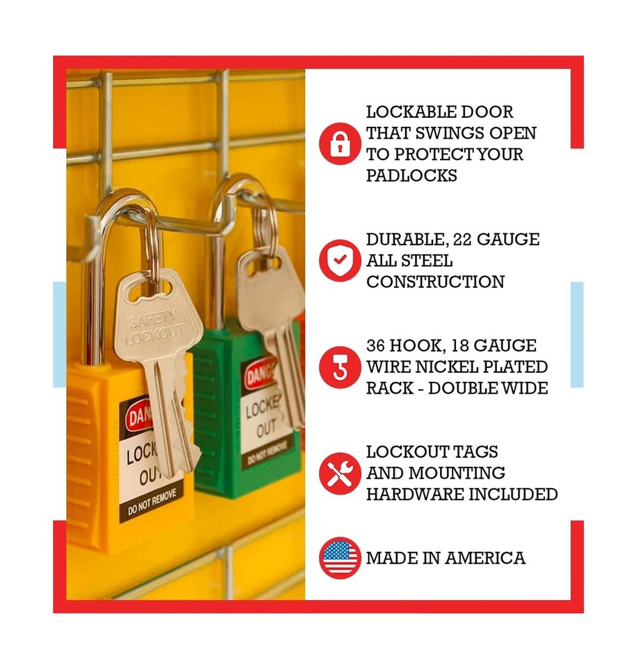 Lockout Tagout Kit, Padlock Control Center for Safe Padlock Storage ...