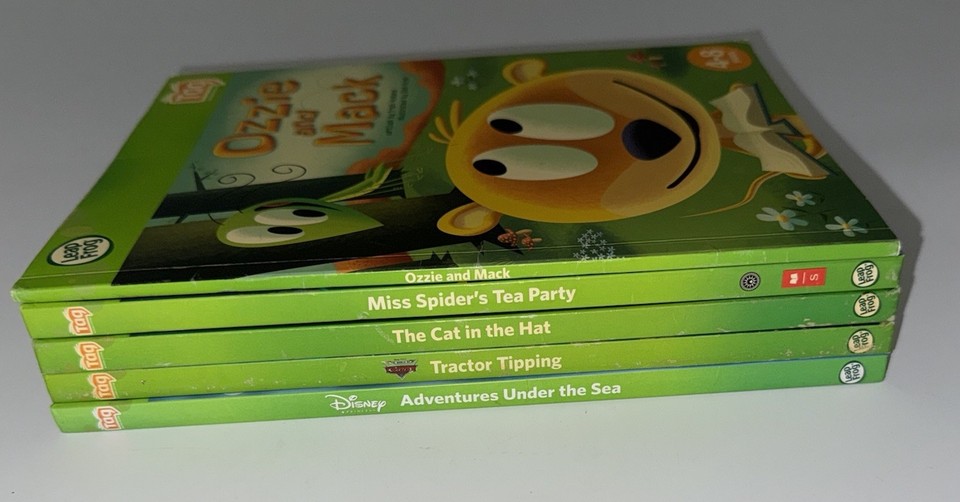 Leap Frog Tag Reader Pen Case & Books Lot Mermaid Cars Cat Hat Spider ...