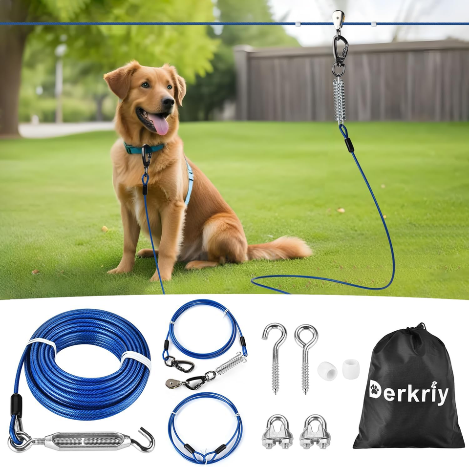 Dog Runner for Yard Heavy Duty 200FT Dog Runs for outside with 10FT ...