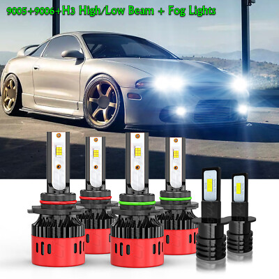 For Mitsubishi Eclipse 1992-1999 6pcs LED Headlight Bulb Hi /Lo Beam+ ...