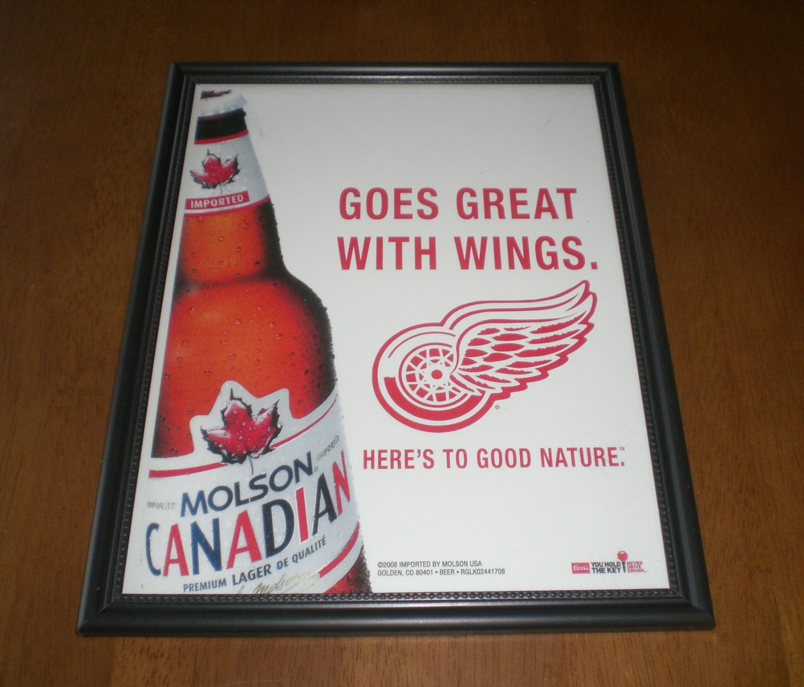 MOLSON BEER FRAMED DETROIT RED WINGS AD PRINT | eBay