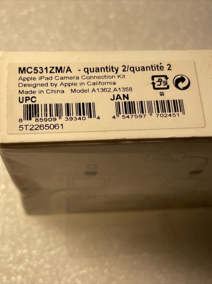 Original Apple iPad Camera Connection Kit (30-Pin) - MC531ZM/A - A1358 ...