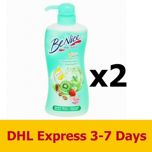 2x450ml BeNice Firm & White Fruit Essence Shower Cream Pump Head Green ...