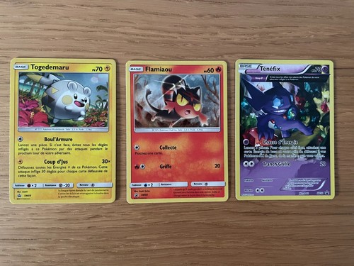 Lot 3 cartes pokémon holo Promo Ténéfix XY92, Flamiaou SM08, Togedemaru ...