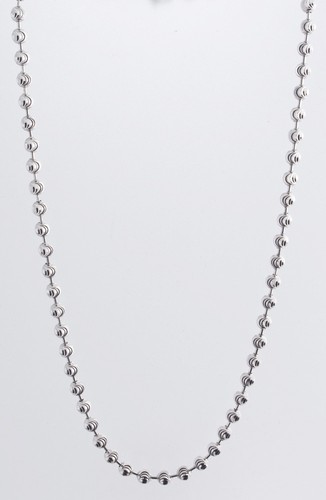 Unisex Silver Tone 2.5mm Moon Cut Sterling Silver Bead 28 Inch Chain ...