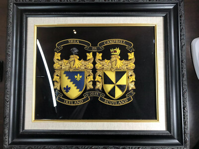 O'SHEA / SHEA / CAMPBELL FAMILY CRESTS / DUAL FRAMED COAT OF ARMS ...