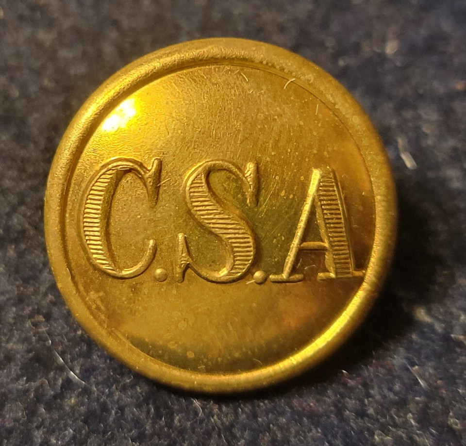 CIVIL WAR CONFEDERATE ARMY GENERAL SERVICE "C S A" BUTTON ALBERT # CS ...