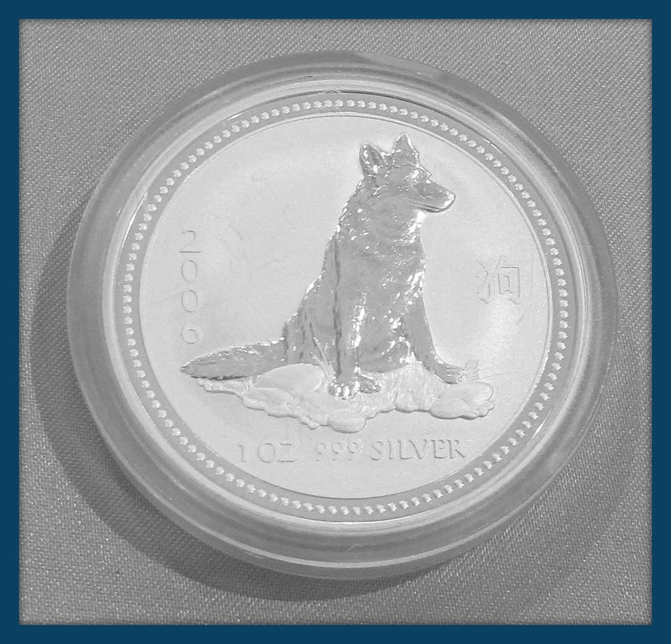 2006 AUSTRALIAN YEAR OF THE DOG .999 SILVER 1oz ROUND UNCIRCULATED ...