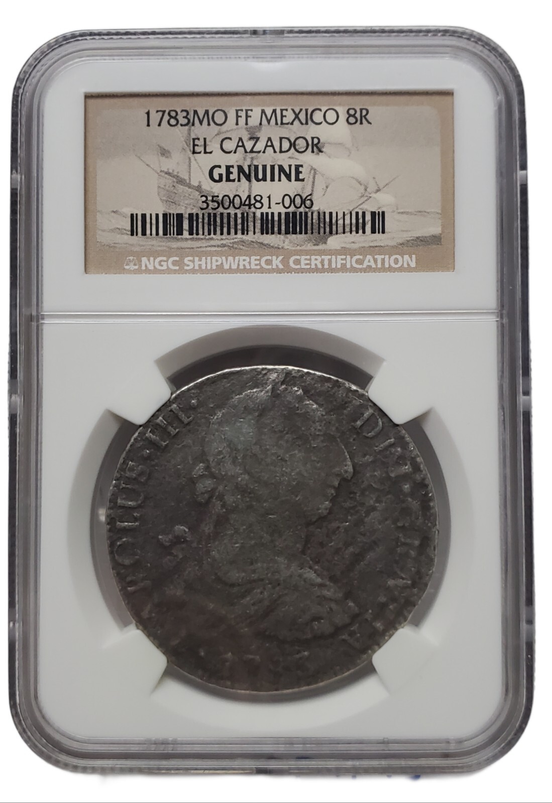 1783 Mo FF 8 Reales El Cazador Shipwreck Silver Coin NGC Certified ...