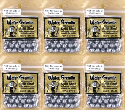 (6) Packs Water Gremlin New Removable Split Shot Sinkers Size- PSS-3 # ...