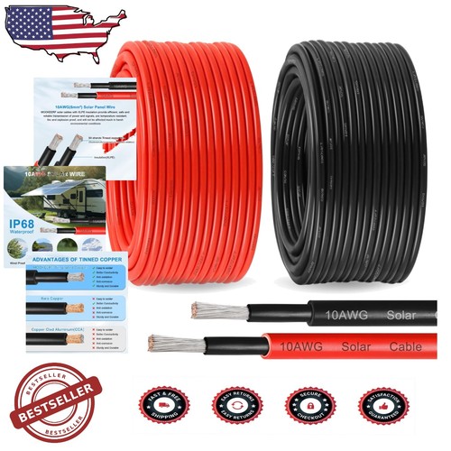 Heavy-Duty 10 Gauge Solar Wire 100FT - Flexible Tinned Copper for ...
