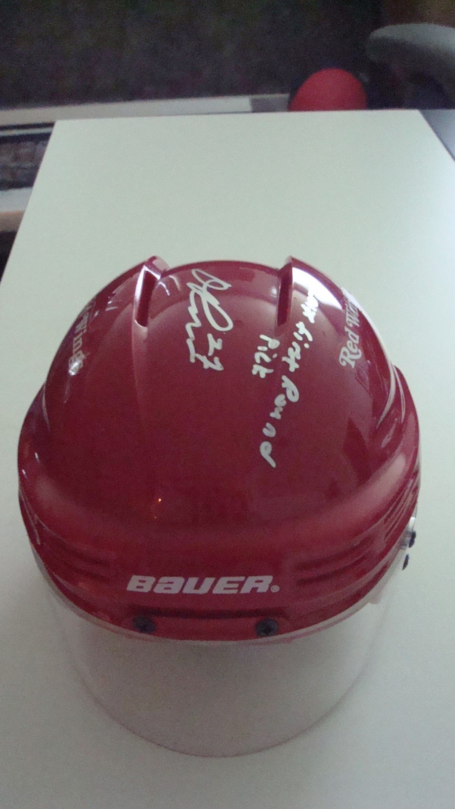 Michael Rasmussen AUTOGRAPHED DETROIT RED WINGS MINI HELMET SIGNED 2017 ...