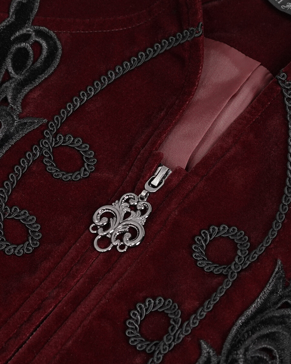 Devil Fashion Gothic Riding Jacket Red Velvet Black Lace Steampunk ...