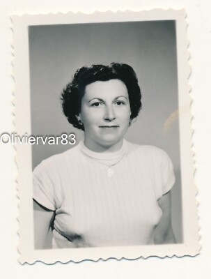 Vintage small portrait photo - woman portrait with tight sleeveless top ...