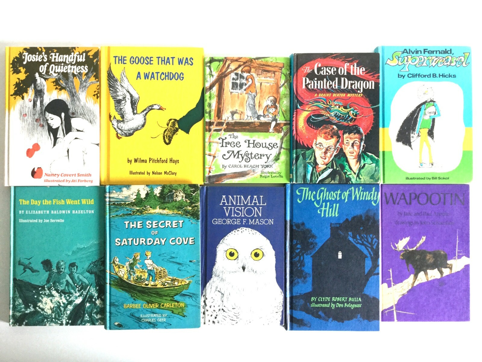 Vintage Weekly Reader books lot of 10 hardcover ombre book stack ...