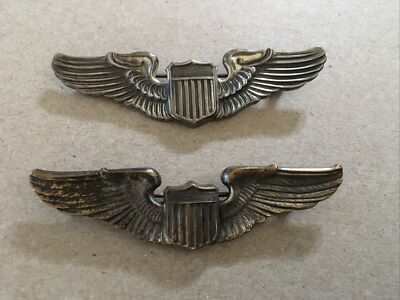 Vtg WWII Pair United States Air Force Pilot Sterling Silver Wings Pins ...