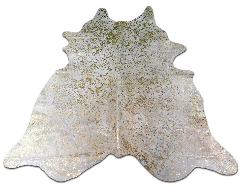 Metallic Gold Brazilian Cowhide Rug -New Gold Devore Cowhide Rug ...