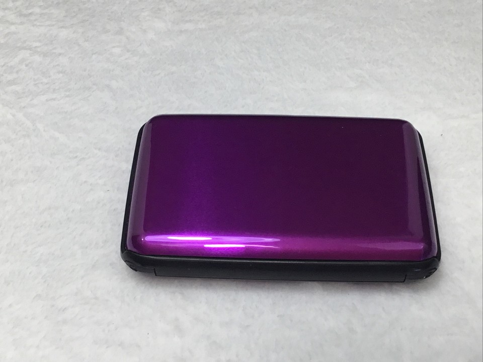 Hard Shell Purple Compact Credit Card Holder 7 Slots For Cards w/ Snap ...
