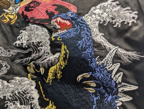Sukajan Godzilla Mothra Embroidery Jacket M-3XL size 100% polyester ...