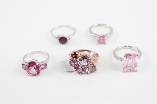 Sterling Silver Gemstone Rings Scatter Pink Solitaire x 5 (17g) | eBay UK