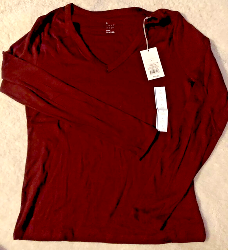 A New Day Shirt Women's Burgundy Lightweight Top Long Sleeve Adult ...