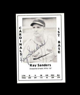Ray Sanders Signed 1979 Diamond Greats St. Louis Cardinals Autograph | eBay