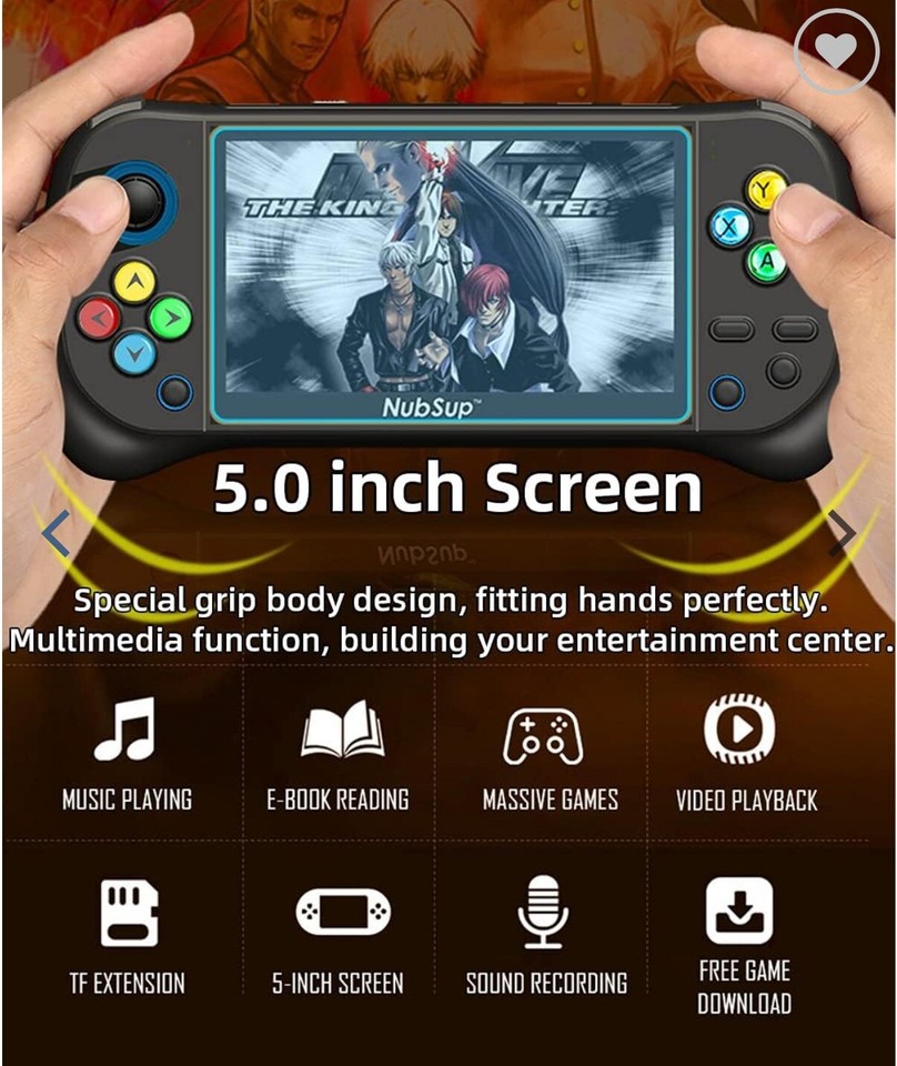 Game Console 5 Inch Retro Handheld Video Games Console. With Preinstall ...